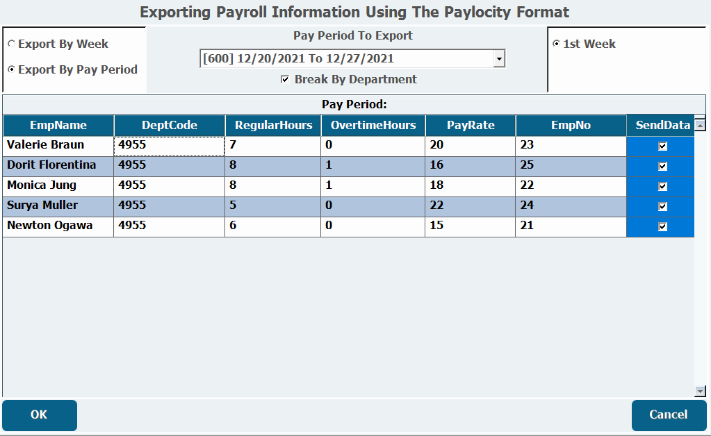 Exporting Time Clock/Payroll Data
